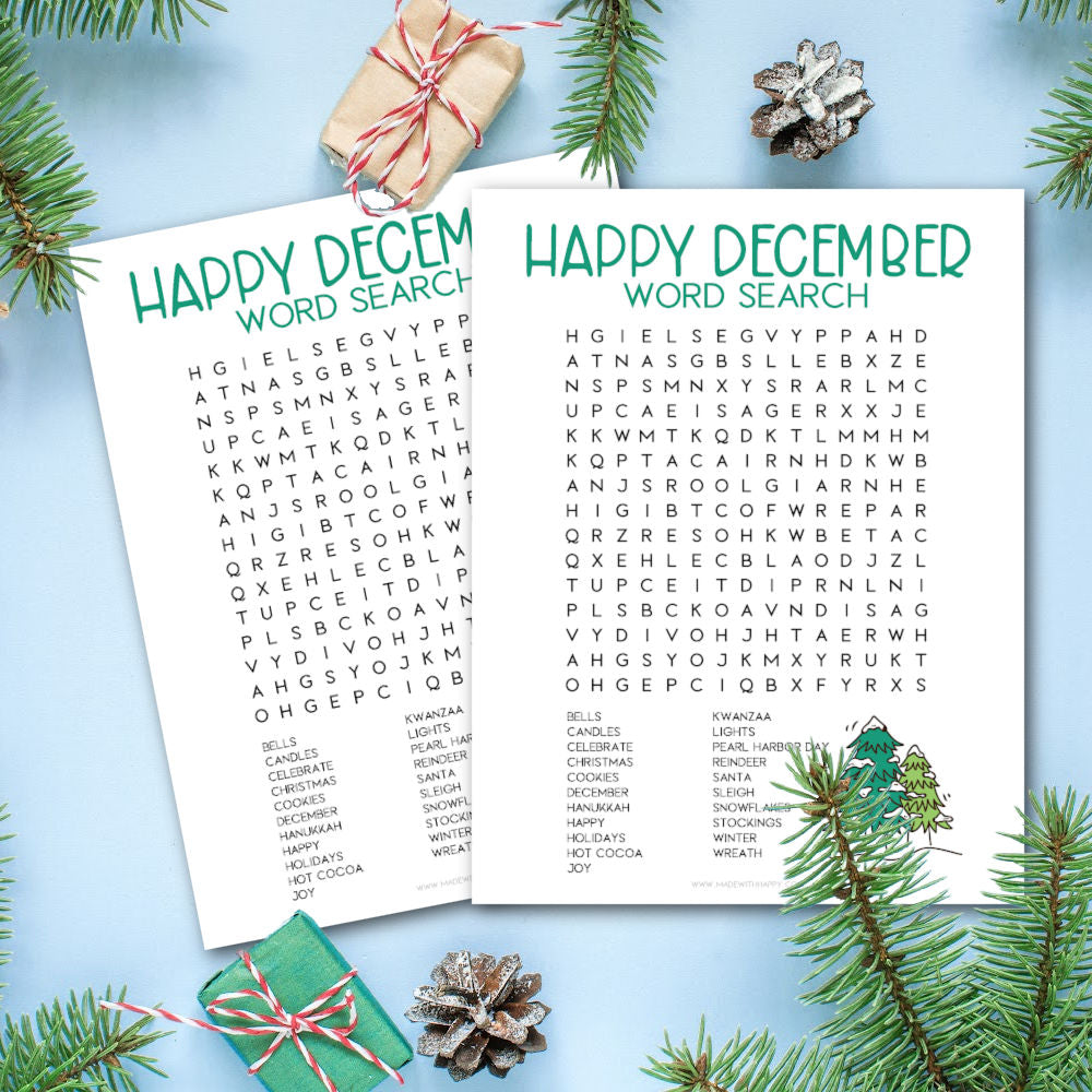 December Word Search – madewithhappy