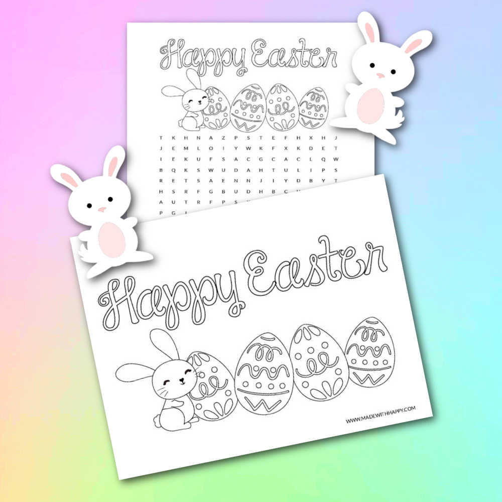 Happy Easter Coloring Page and Word Search – madewithhappy