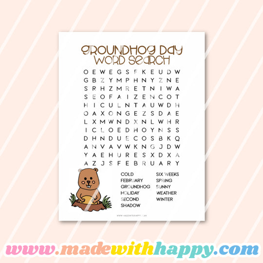 Groundhog Day Word Search – madewithhappy