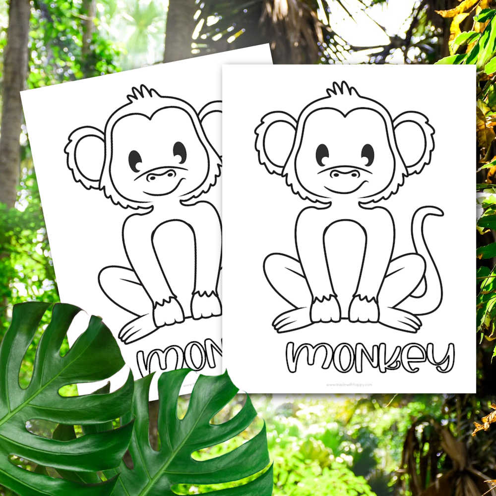 jungle monkey coloring page