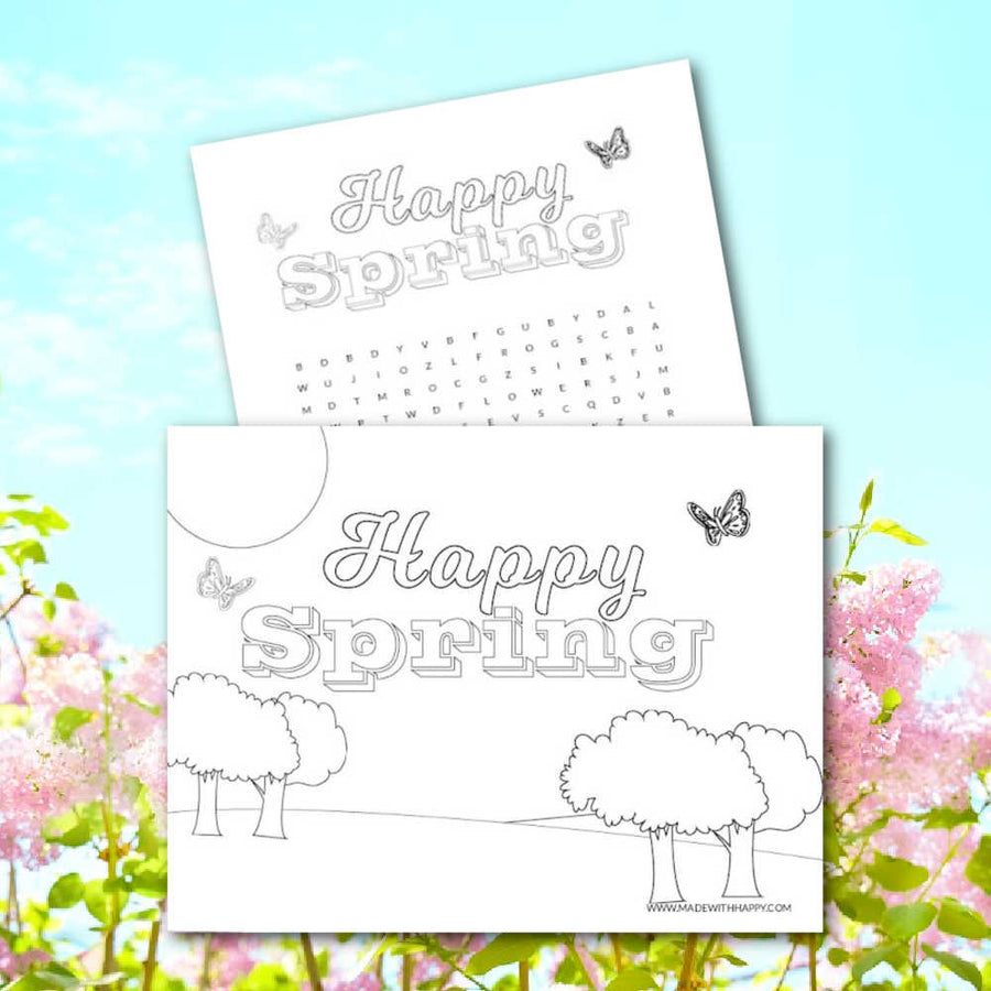 Happy Spring Coloring Page and Word Search – madewithhappy