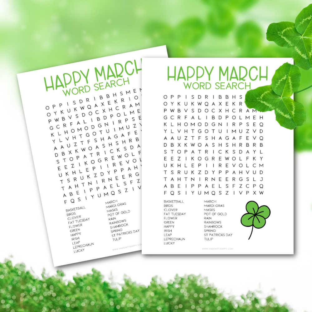 March Word Search – madewithhappy