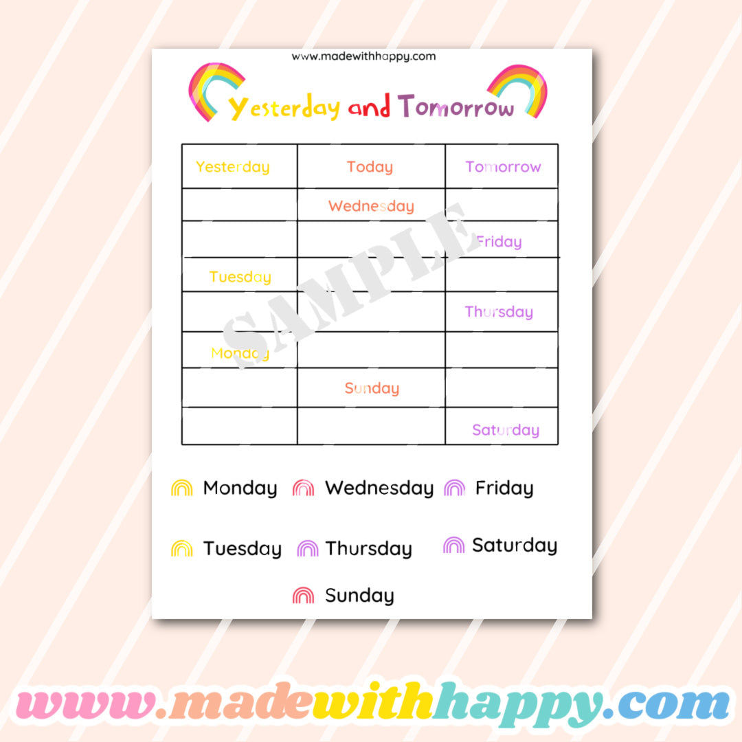 Rainbow Days of the Week Worksheets – madewithhappy