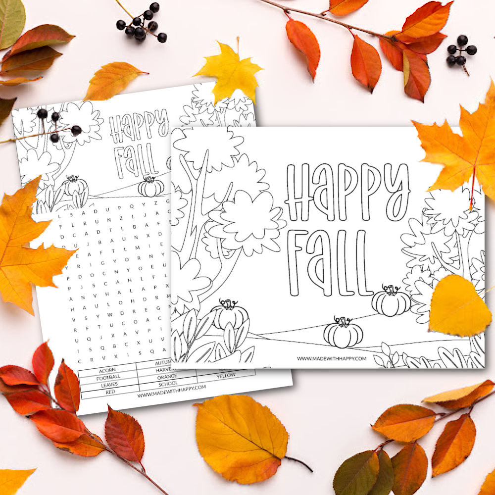 Happy Fall Coloring Page and Word Search – madewithhappy