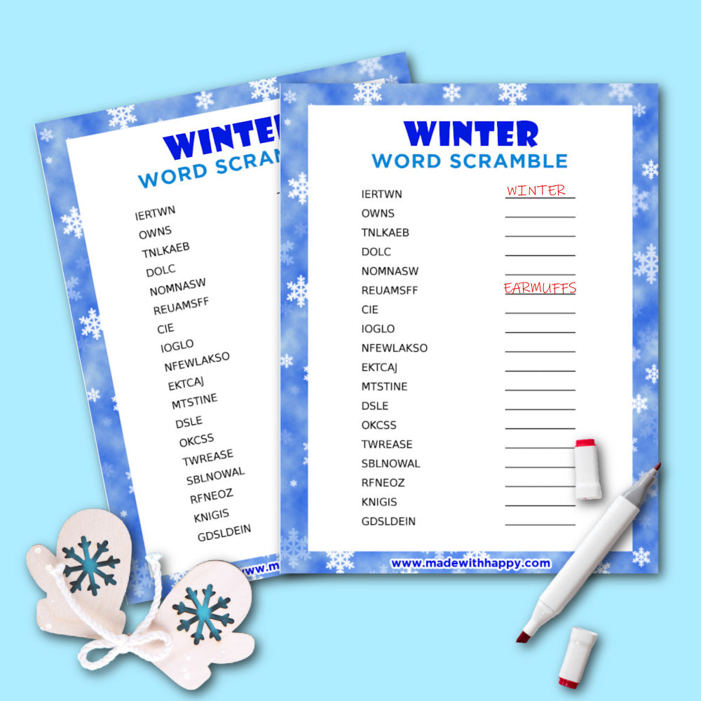 Winter Word Scramble Game – madewithhappy